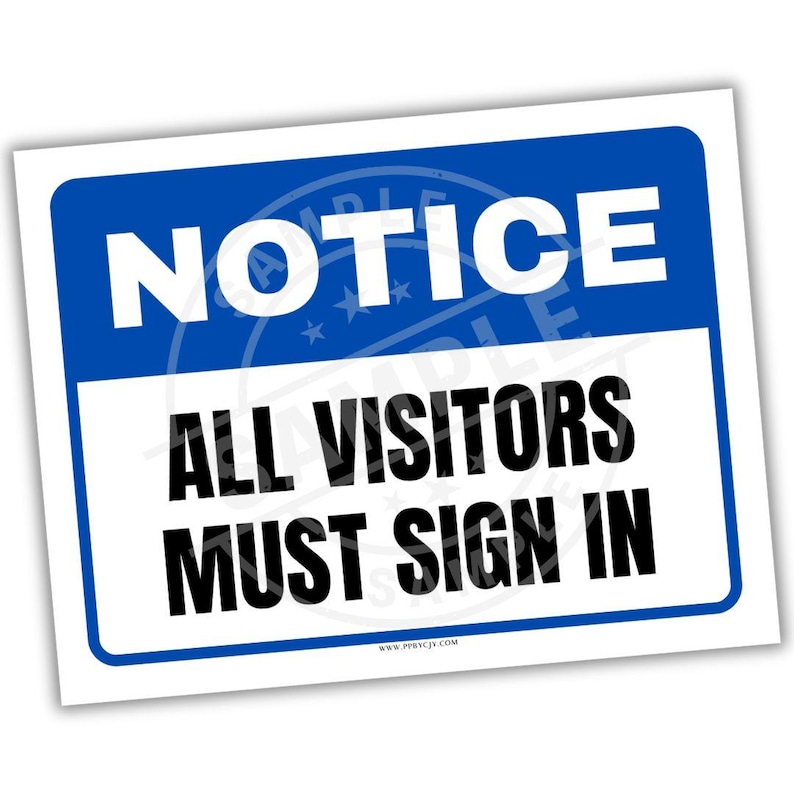 Notice All Visitors Must Sign in Sign Printable PDF | Visitor Check-in ...