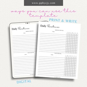 Daily Routine Printable Template | Instant Digital Download | Daily ...