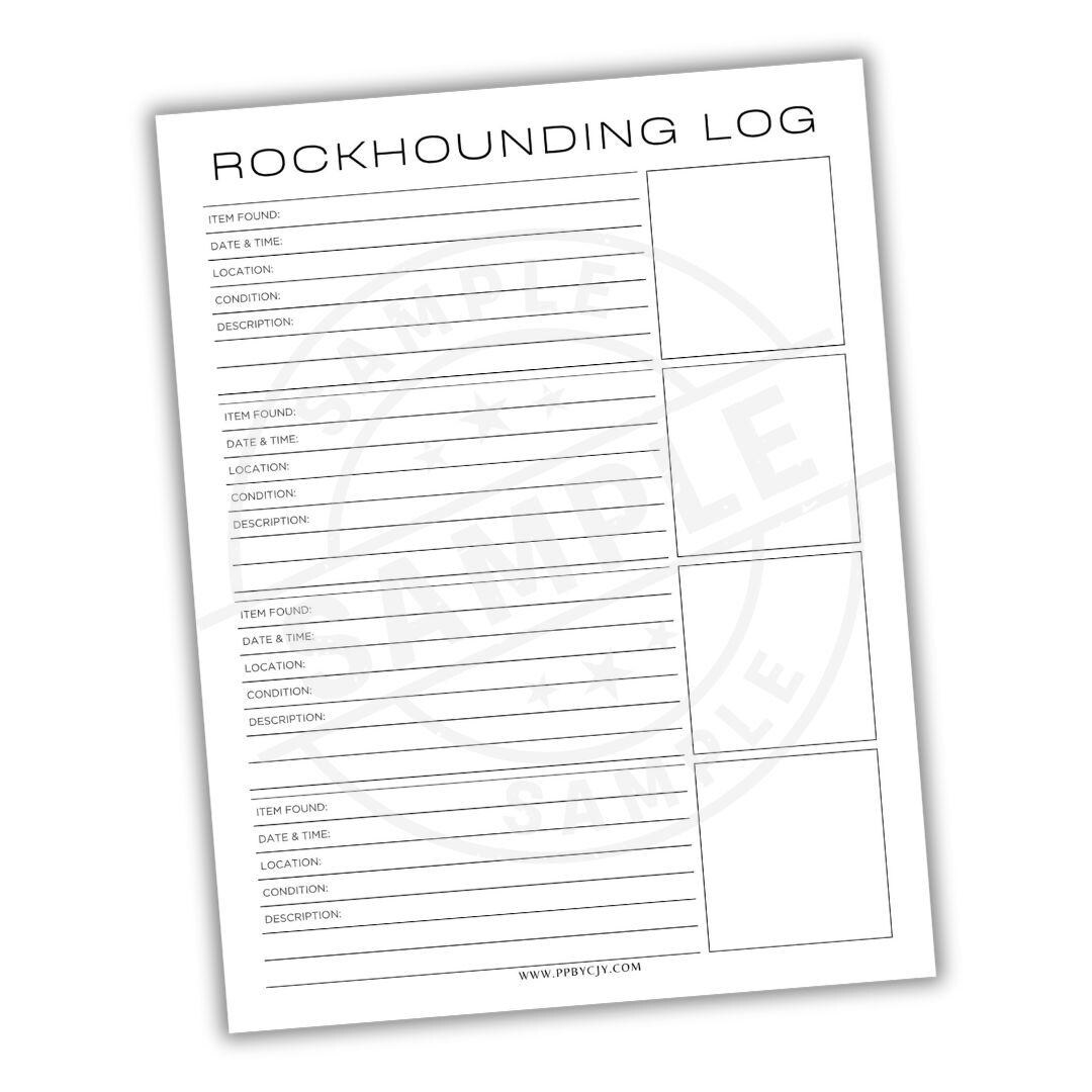 Rock Hounding Log Printable PDF | Gem & Mineral Tracker | Record ...