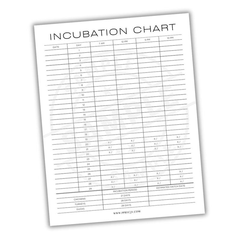 Incubation Chart Printable Template | Egg Hatching Tracker | Digital ...