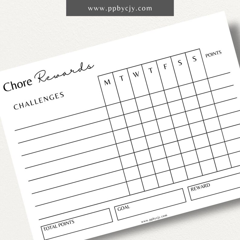 Chore Reward Chart System Kids Daily Chore Completion Tracker ...