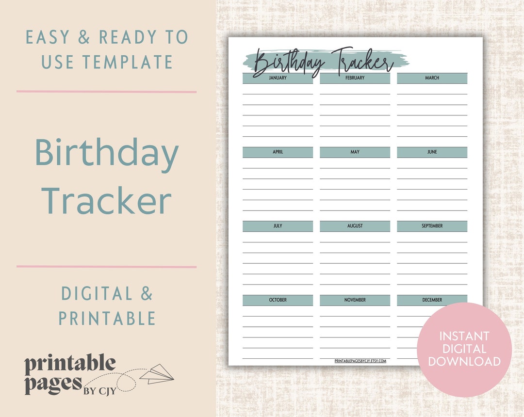 Birthday Tracker Birthday Reminder List Class Birthday - Etsy