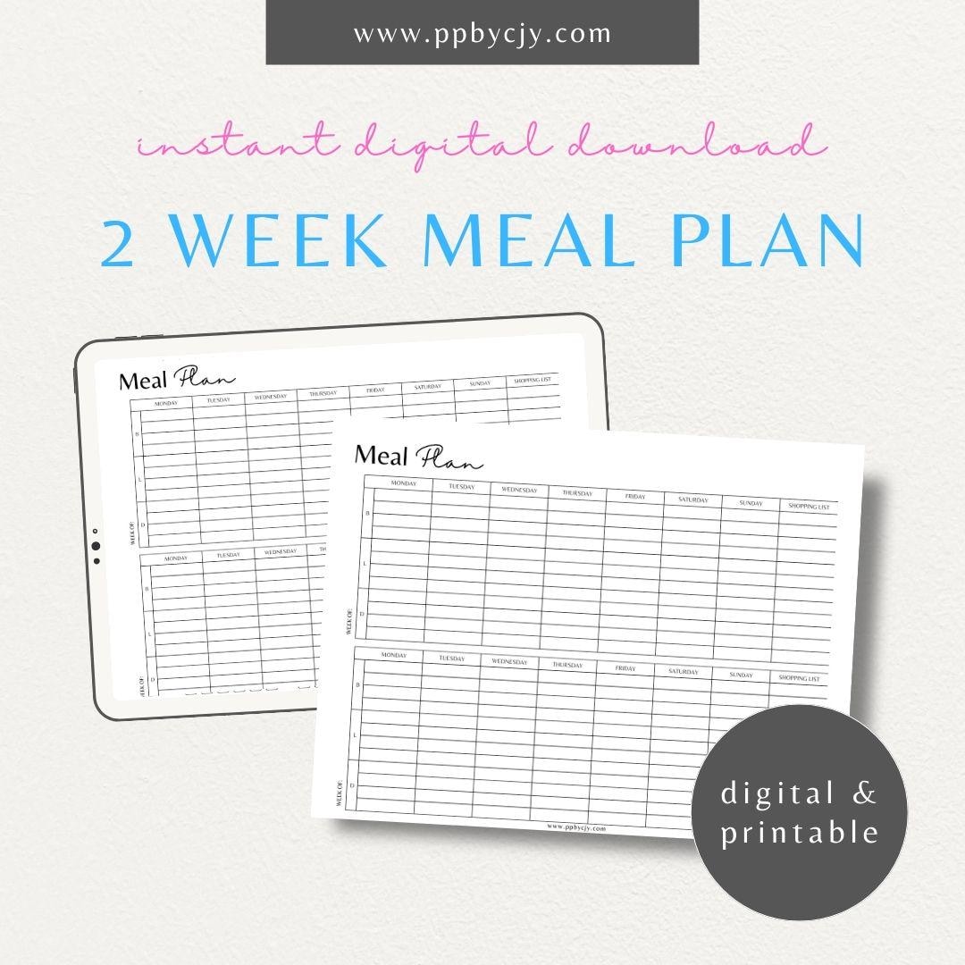 2-week Meal Planner Printable Template Digital Download Meal Planning ...