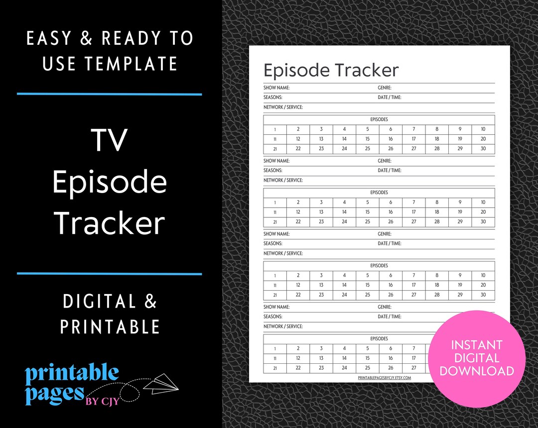 TV Episode Tracker TV Series Log Television Printable - Etsy