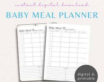 Baby/toddler Meal Planner, Tracker, Schedule, Diary, Instant, Printable ...