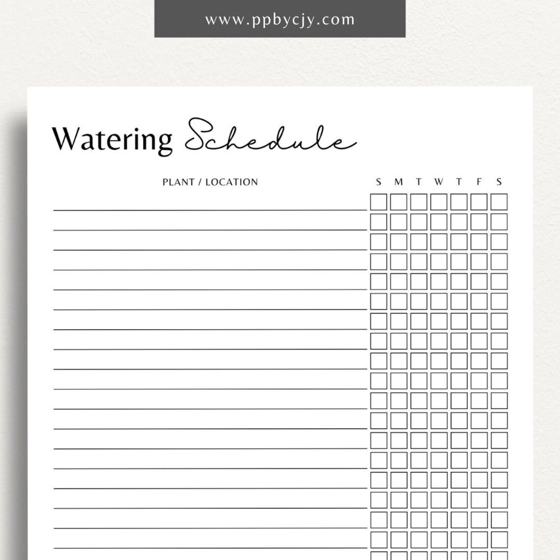 Plant Care Watering Schedule Plant Maintenance Watering Chart Garden ...