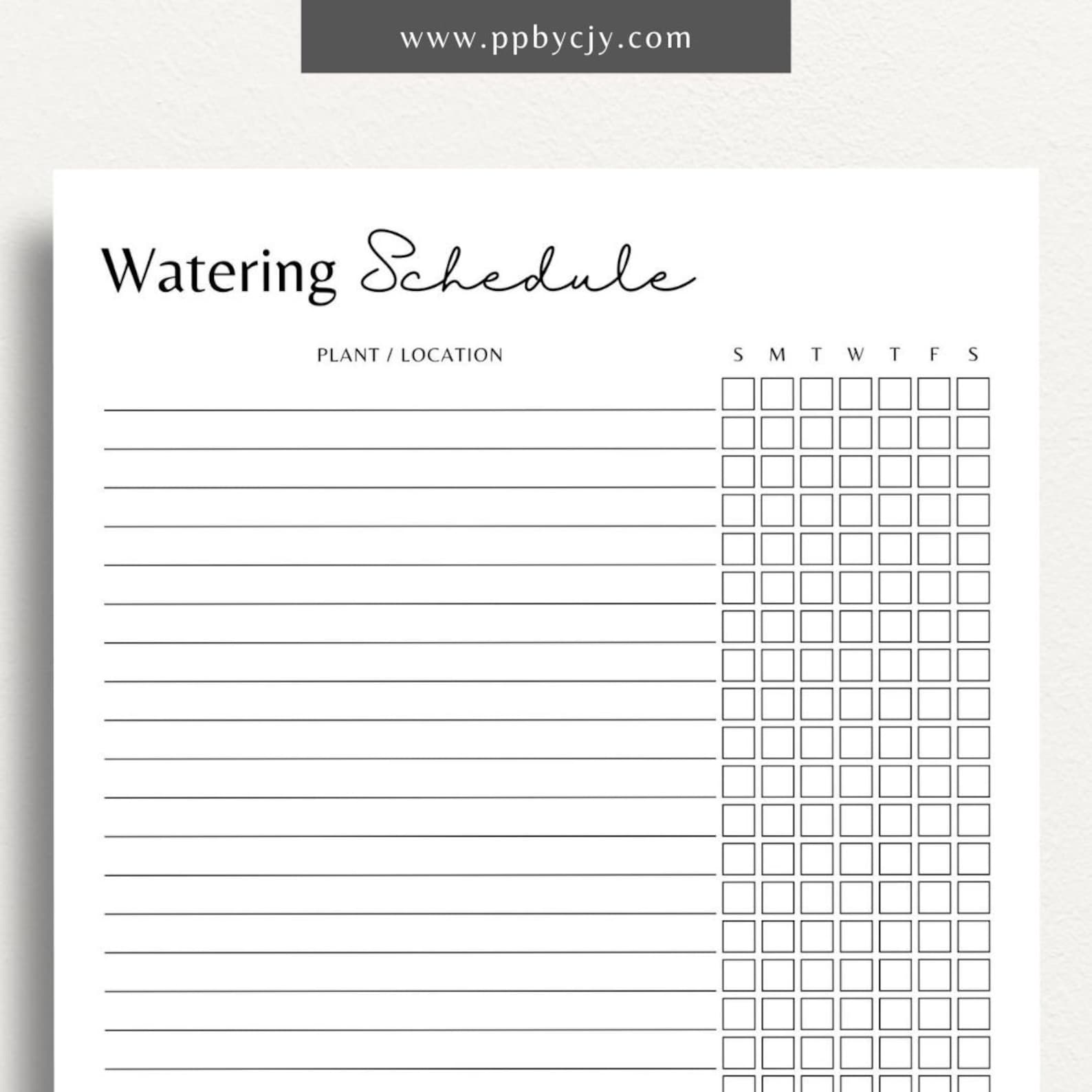 Plant Care Watering Schedule | Plant Maintenance Watering Chart ...