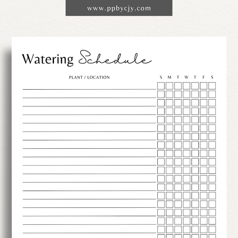 Plant Care Watering Schedule | Plant Maintenance Watering Chart ...