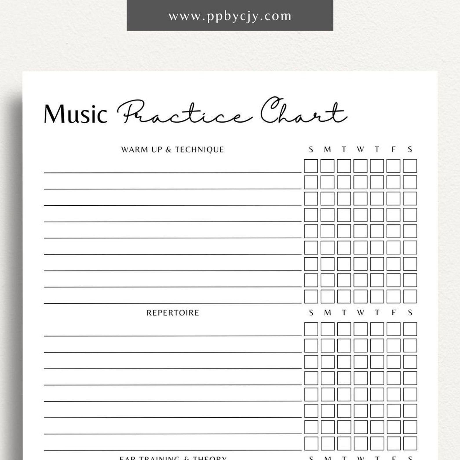Music Weekly Practice Chart | Musical Instrument Lesson Tracker ...