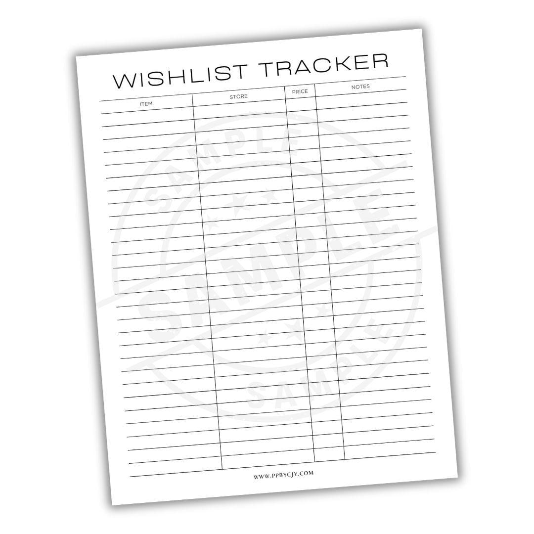 Wishlist Shopping Gift Tracker | Printable Dream List Planner | Gift ...