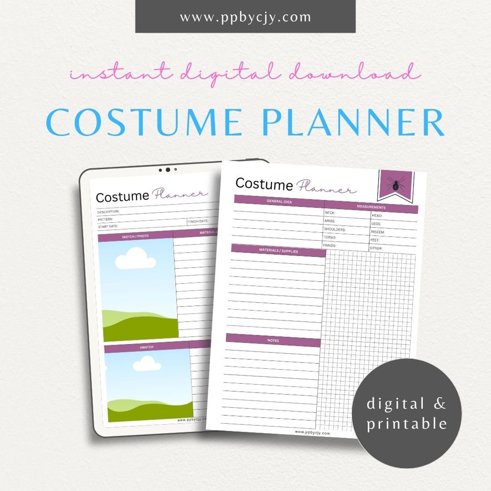 Halloween Costume Planner Printable Template | Digital Download ...