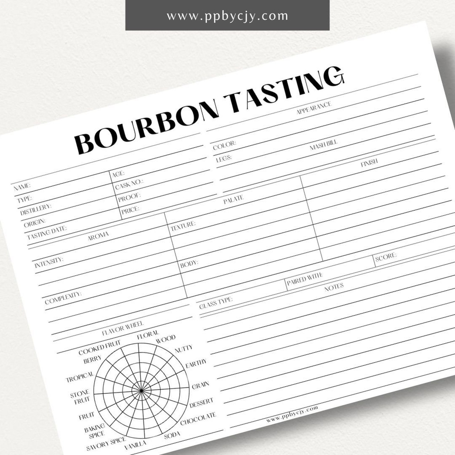 Bourbon Tasting Scorecard Printable Template | Digital Download ...