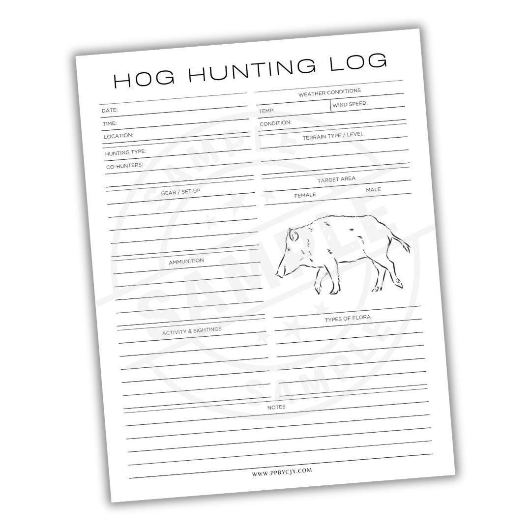 Hog Hunting Log | Wild Boar Hunting Tracker | Shot Record & Harvest ...