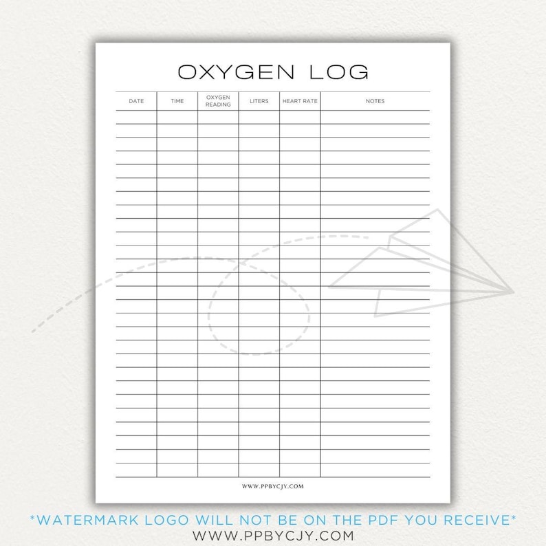 Oxygen Log Printable | Oxygen Level & Therapy Tracker | Medical Health ...