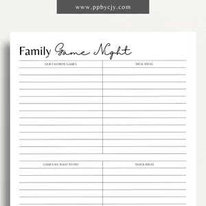 Family Game Night Plan | Family Bonding Activity List | Board Game ...