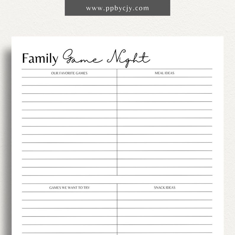 Family Game Night Plan | Family Bonding Activity List | Board Game ...