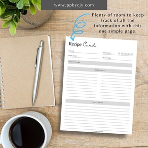 Recipe Card Binder Insert | Cooking Reference Sheet Organizer | Family ...