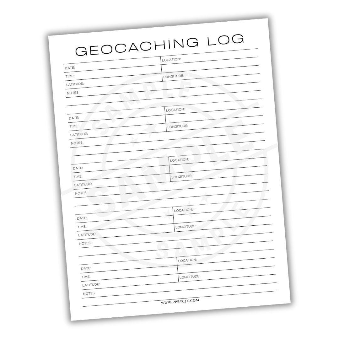 Geocaching Log Printable PDF | Treasure Hunt Tracker | Record Cache ...