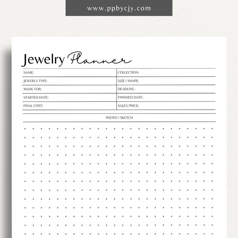 Jewelry Planner Printable Template Digital Download Design & Craft ...
