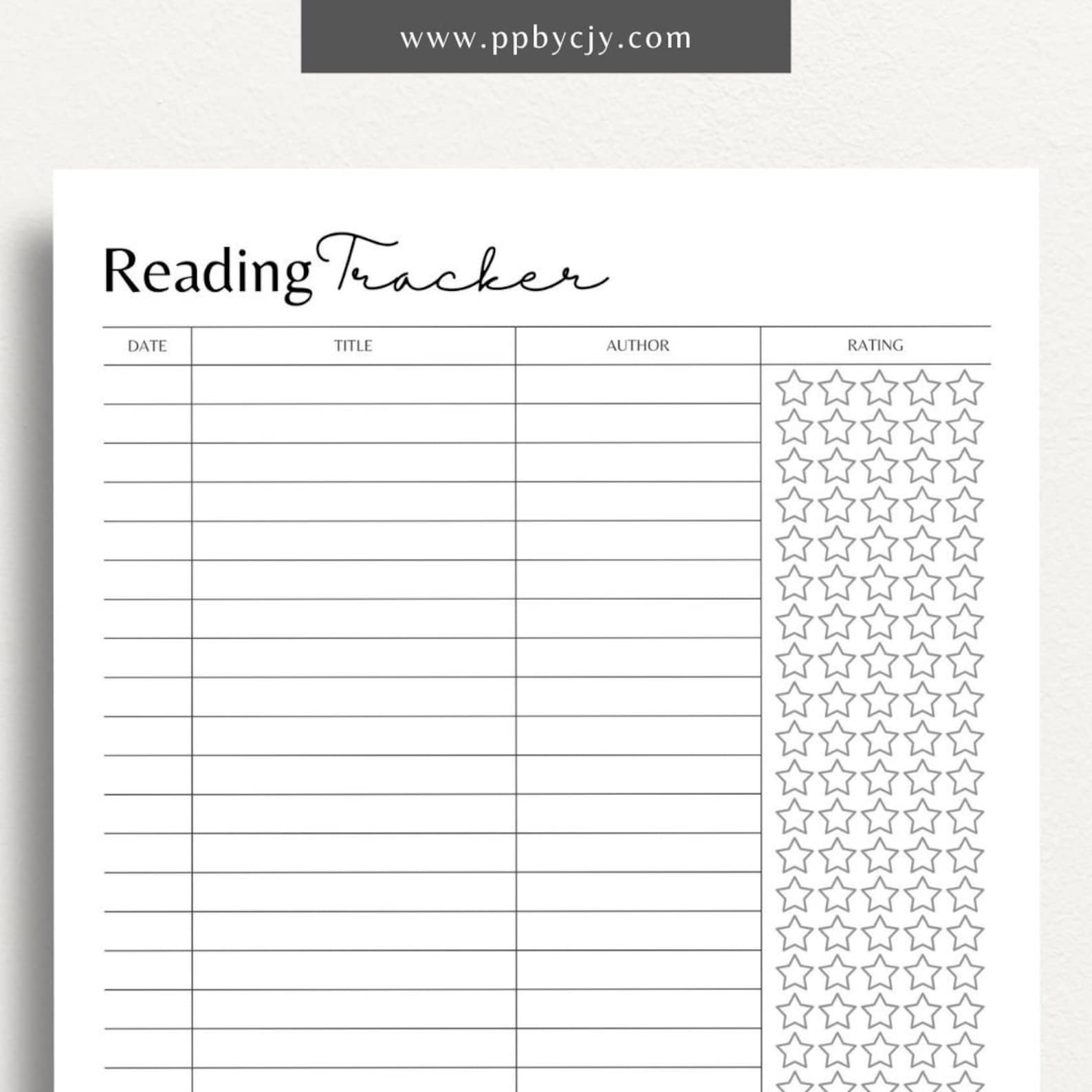Reading Log Book Tracker | Book Review Star Rating Organizer ...