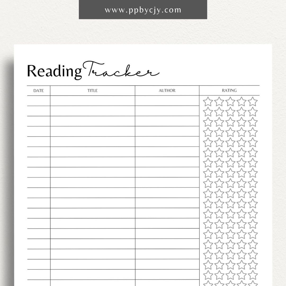 Reading Log Book Tracker | Book Review Star Rating Organizer ...