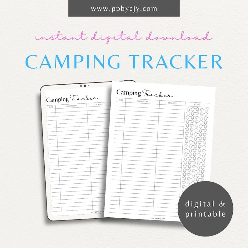 Camping Tracker With Review Printable Template | Digital Download ...