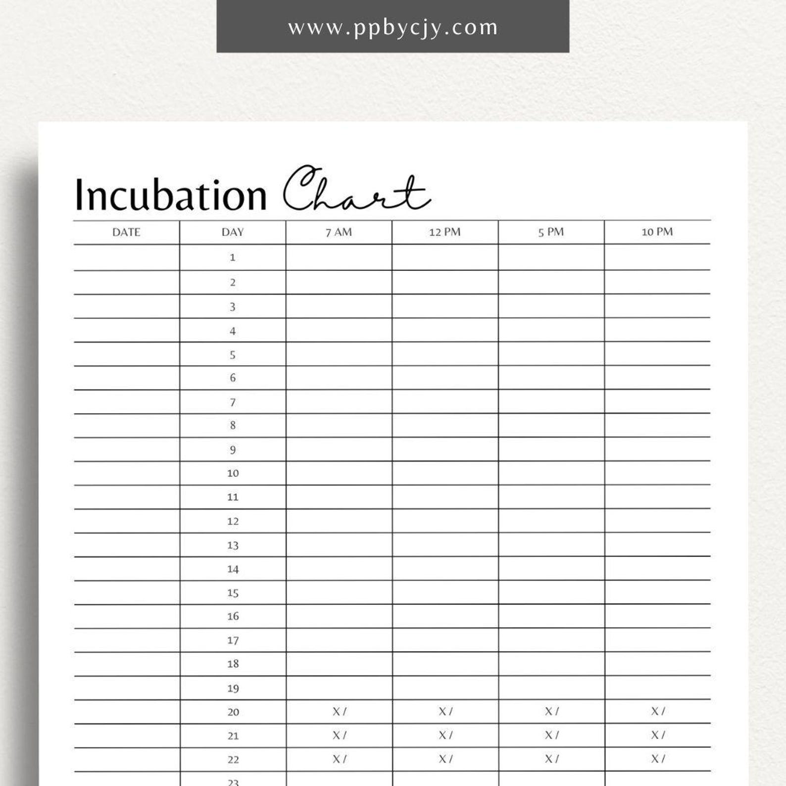Incubation Chart Printable Template | Egg Hatching Tracker | Digital ...