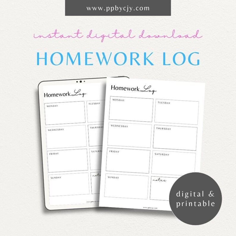 Homework Assignment Log | Student Schoolwork Planner | Daily Homework ...