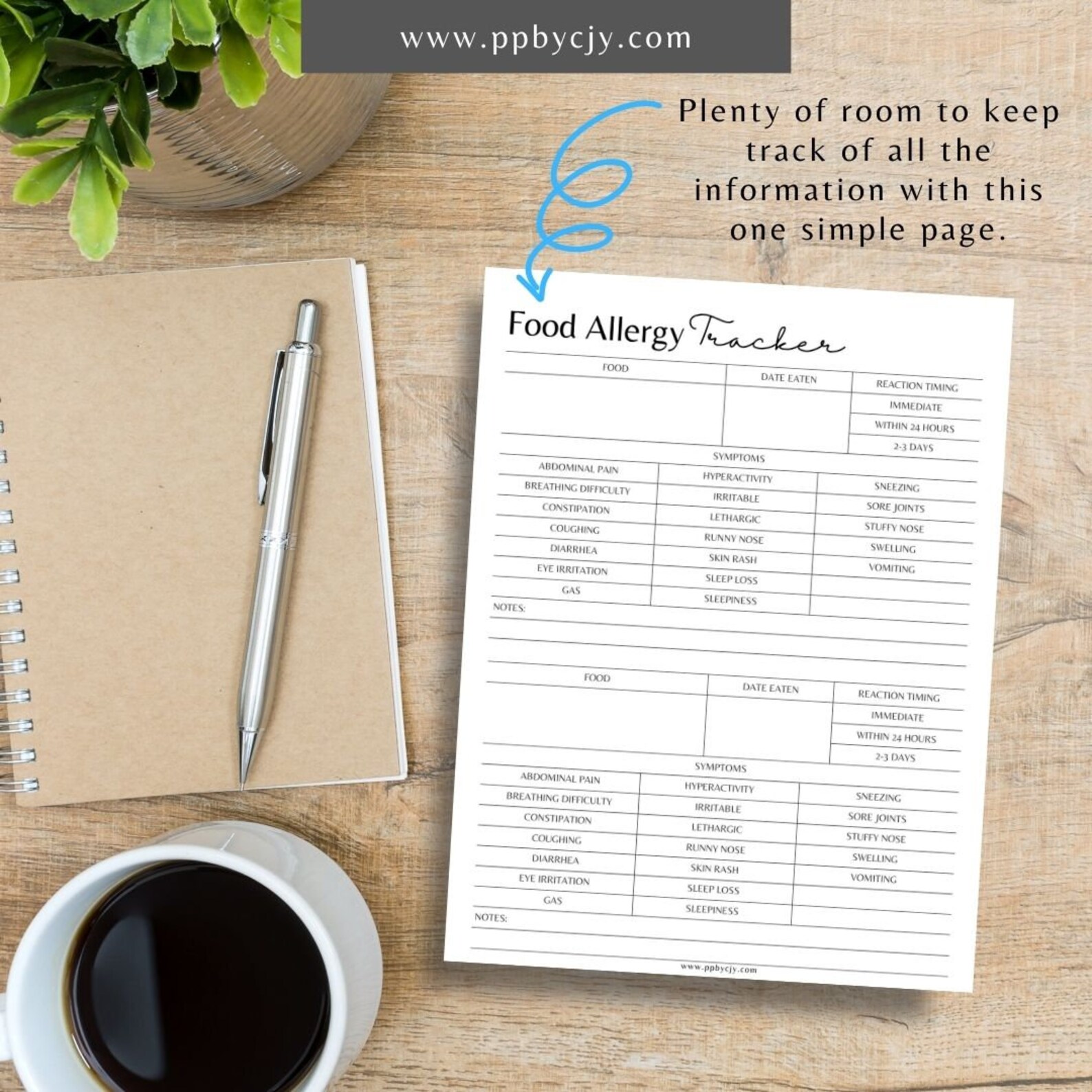 Food Allergy Reaction Tracker | Food Sensitivity Log | Allergen ...