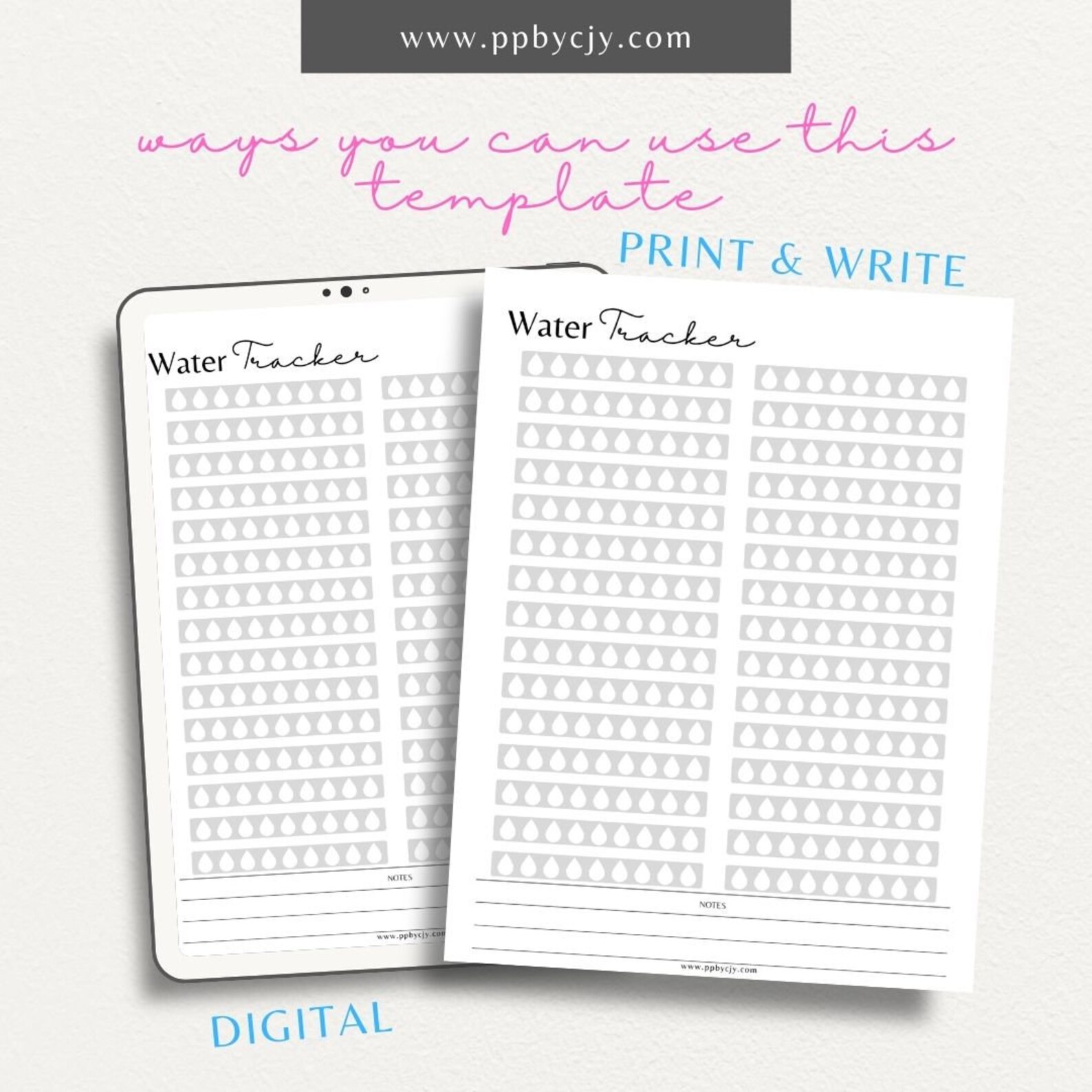 Water Hydration Sheet Drink More Water Reminder Chart Water Intake ...