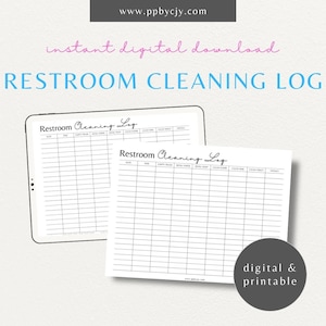 Restroom Cleaning Log | Workplace Employee Bathroom Cleaning Record ...