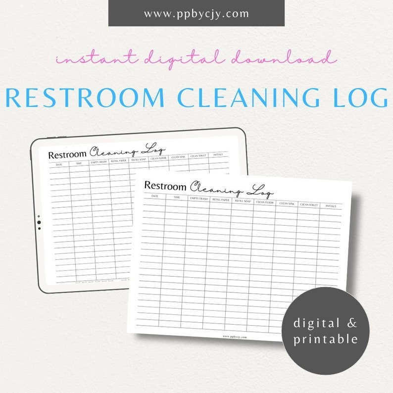 Restroom Cleaning Log | Workplace Employee Bathroom Cleaning Record ...
