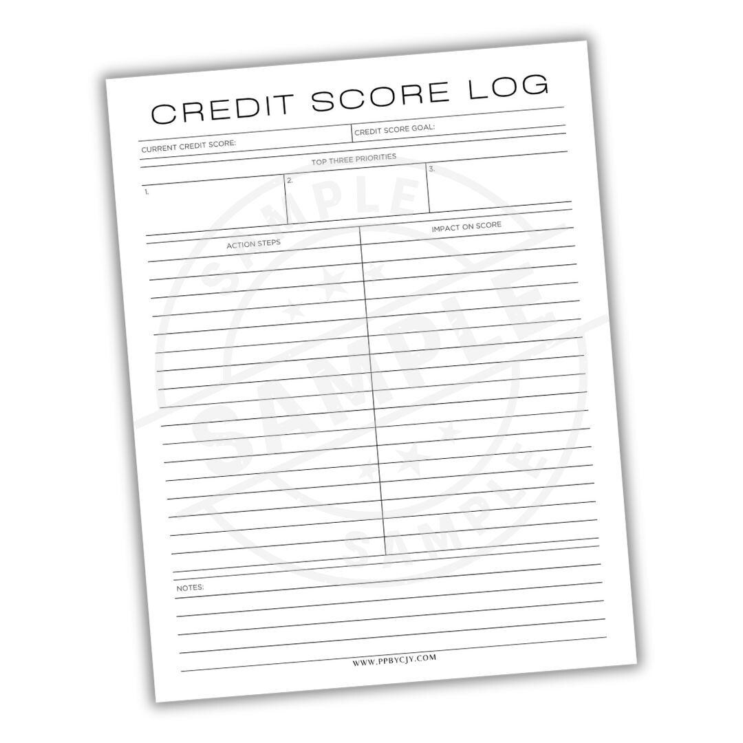 Credit Score Log Printable PDF | Credit Tracking Sheet | Track Monthly ...