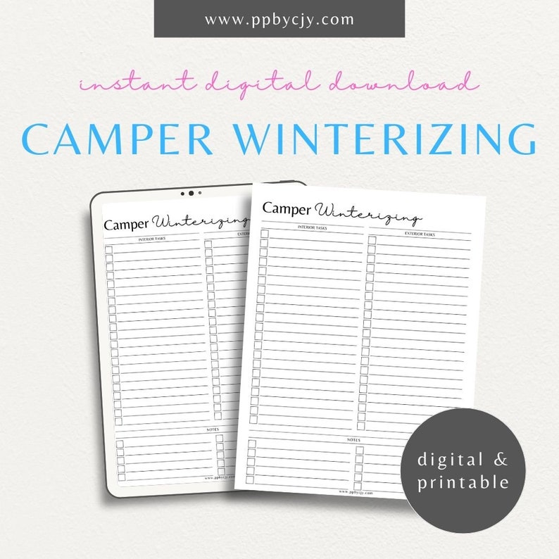 Camper Winterizing Checklist Printable Template | Digital Download | RV ...