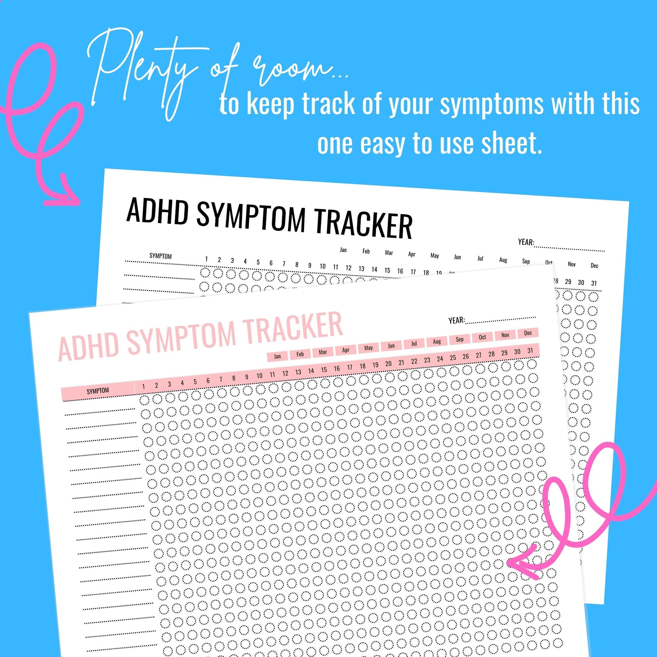 ADHD Symptom Tracker Printable Symptom Medical Health - Etsy Canada
