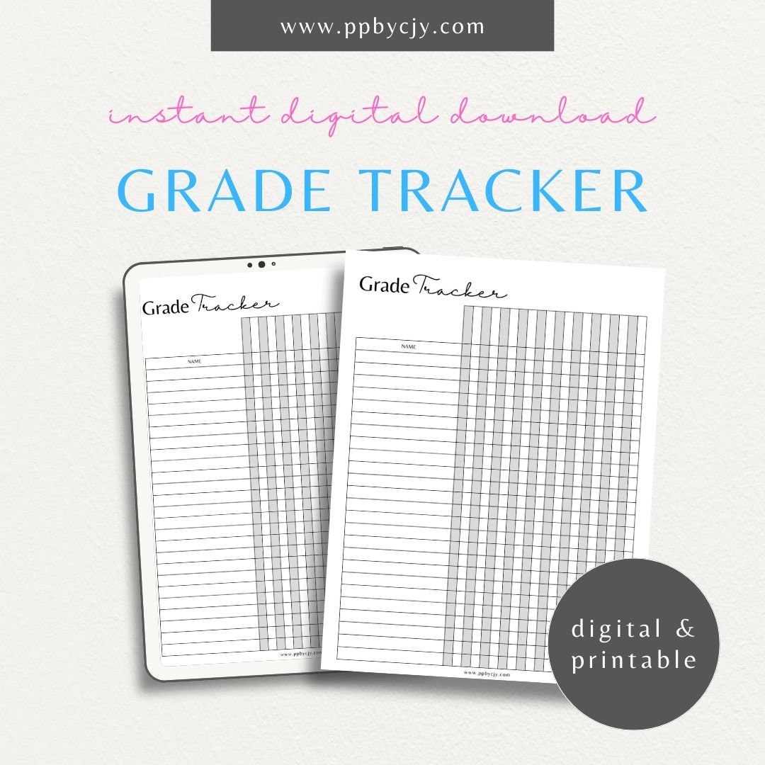 School Grade Tracker | Academic Progress Student Grade Log | Course ...