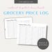 Grocery Price Log Printable Template | Digital Download | Track ...