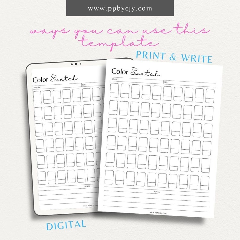 Color Swatch Printable Paint Color Palette Color Reference Chart DIY ...