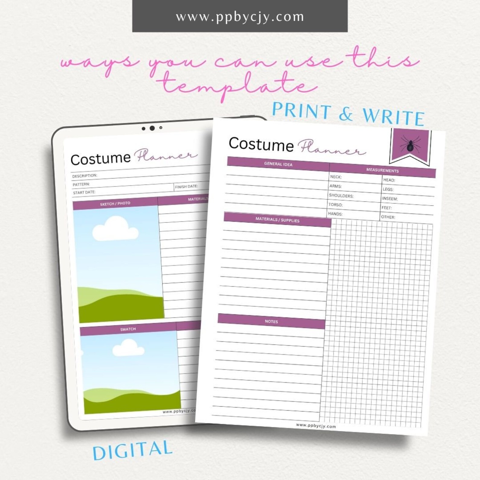 Halloween Costume Planner Printable Template | Digital Download ...
