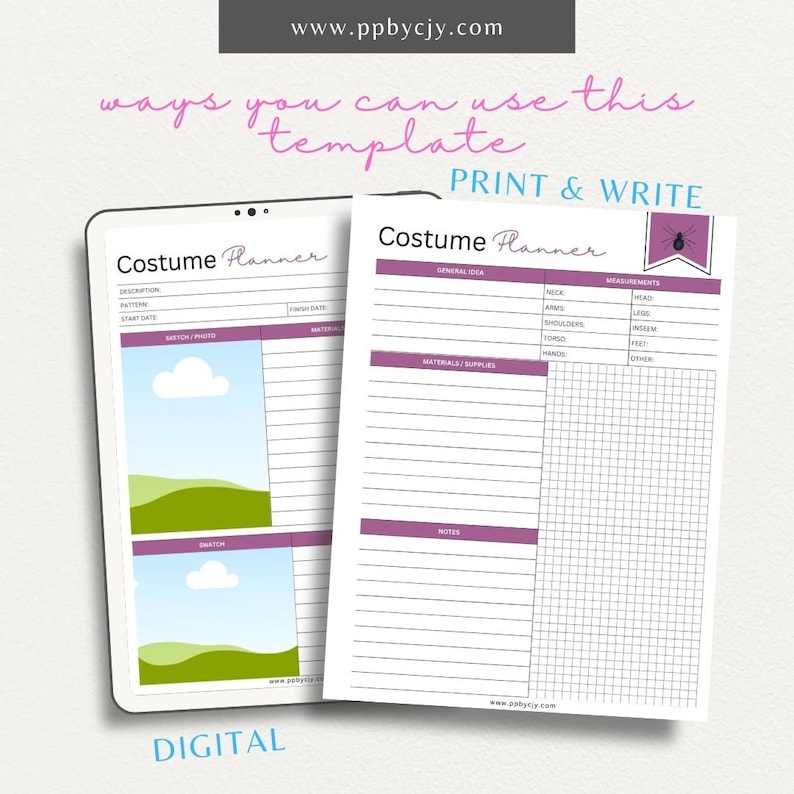 Halloween Costume Planner Printable Template | Digital Download ...