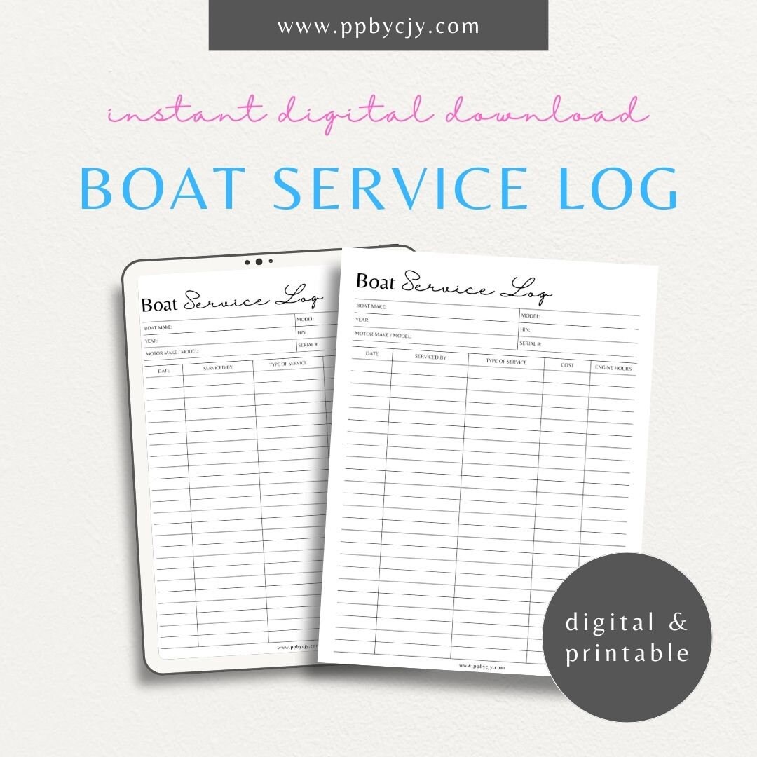 Boat Vessel Service Log | Marine Maintenance Repair Tracker | Yacht ...
