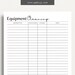 Equipment Cleaning Log Printable Template | Maintenance Tracker ...