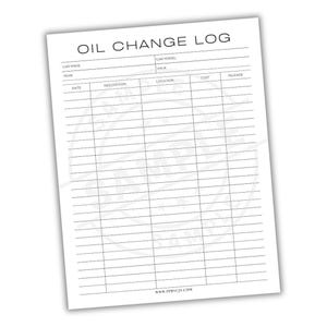 Vehicle Oil Change Log Printable | Car Maintenance Tracker | Auto ...