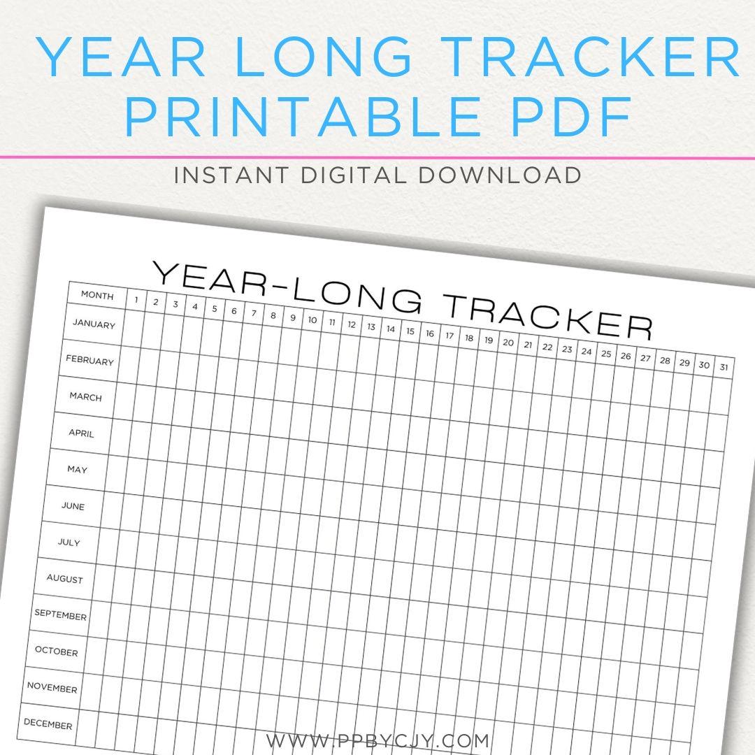 Year Long Tracker Printable | Instant Digital Download | Goal and Habit ...