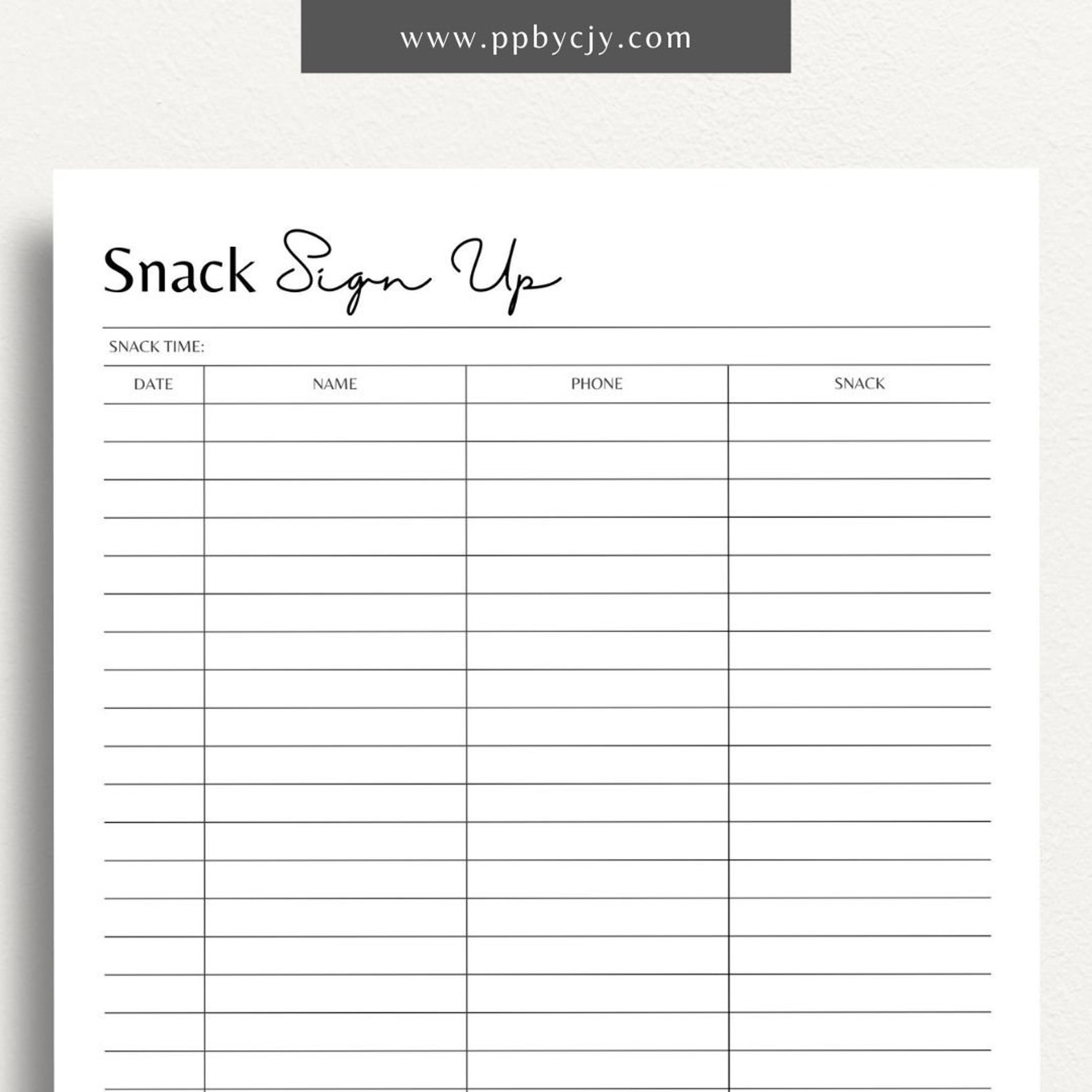 Snack Volunteer Sign up Sheet | PTA Classroom Party Sign up Template ...