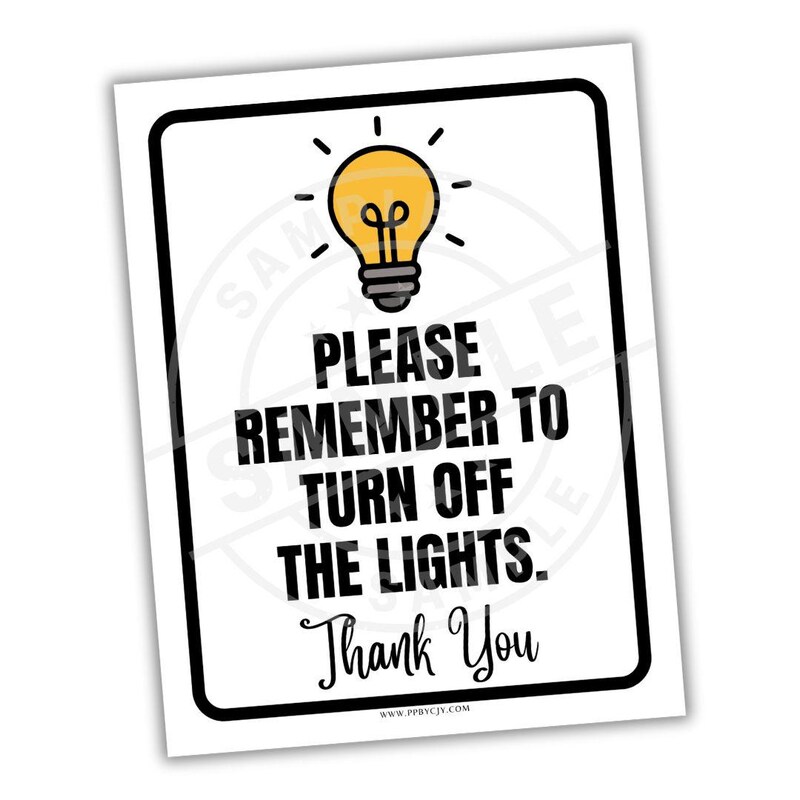 Please Turn off Lights Sign - Etsy
