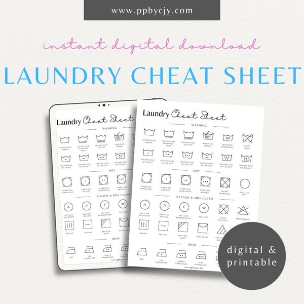 Laundry Cheat Sheet - Etsy