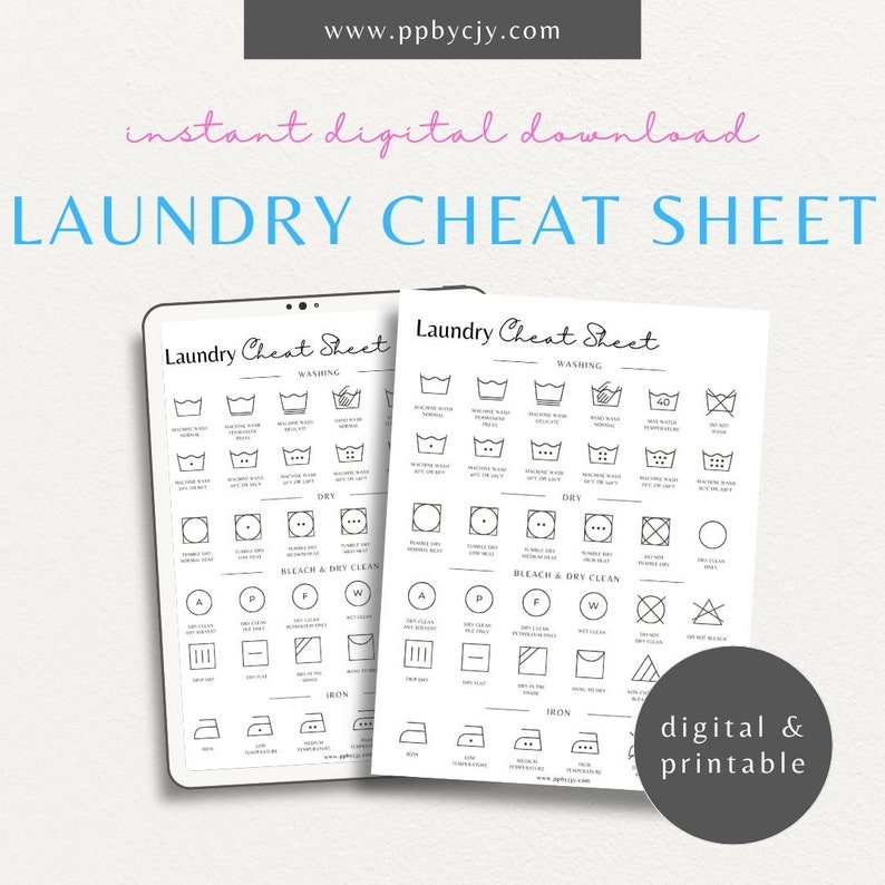 Laundry Symbol Cheat Sheet | Fabric Care Washing Instruction Guide ...