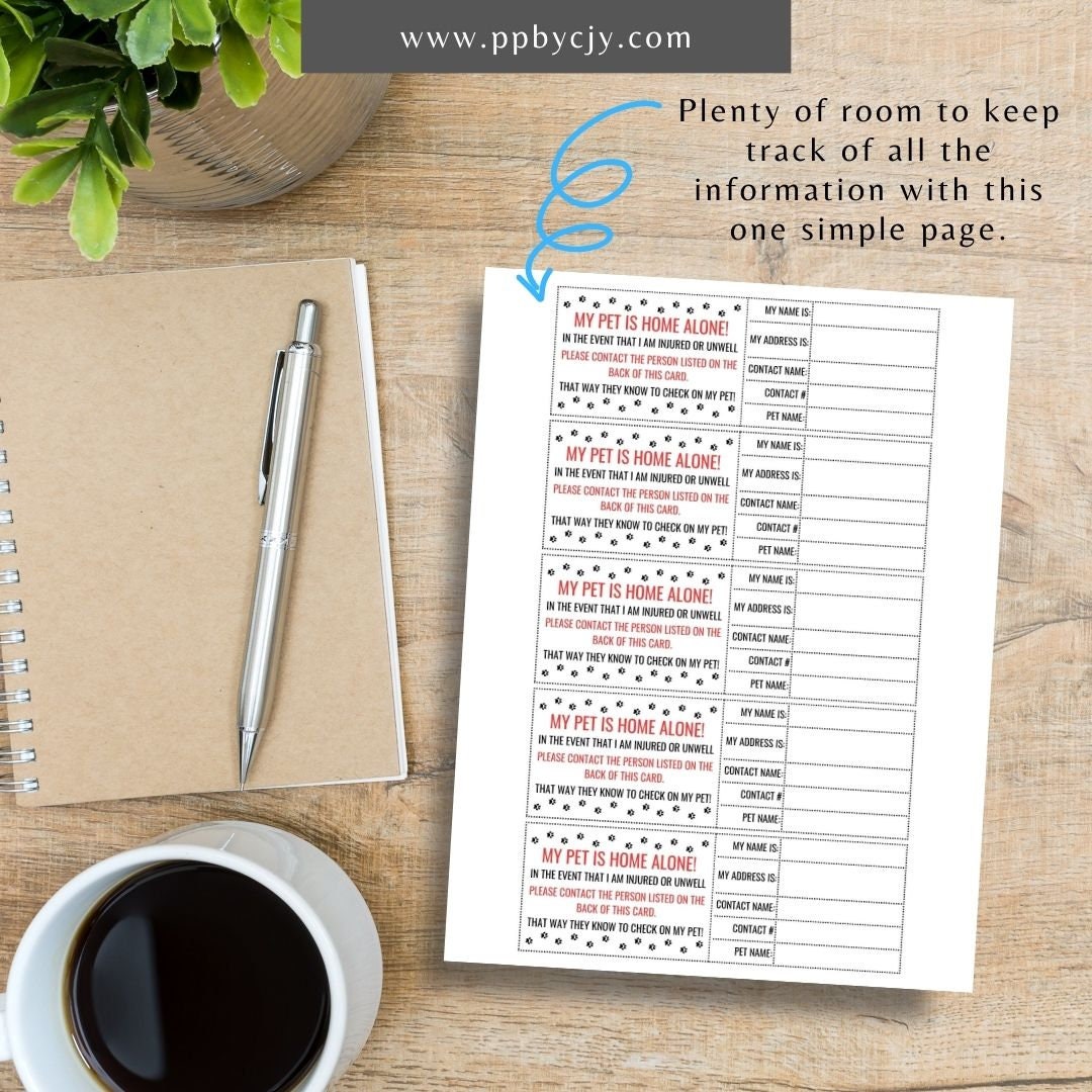 Pet Emergency Card Pet Home Alone Card Dog Home Alone Wallet Card Cat ...