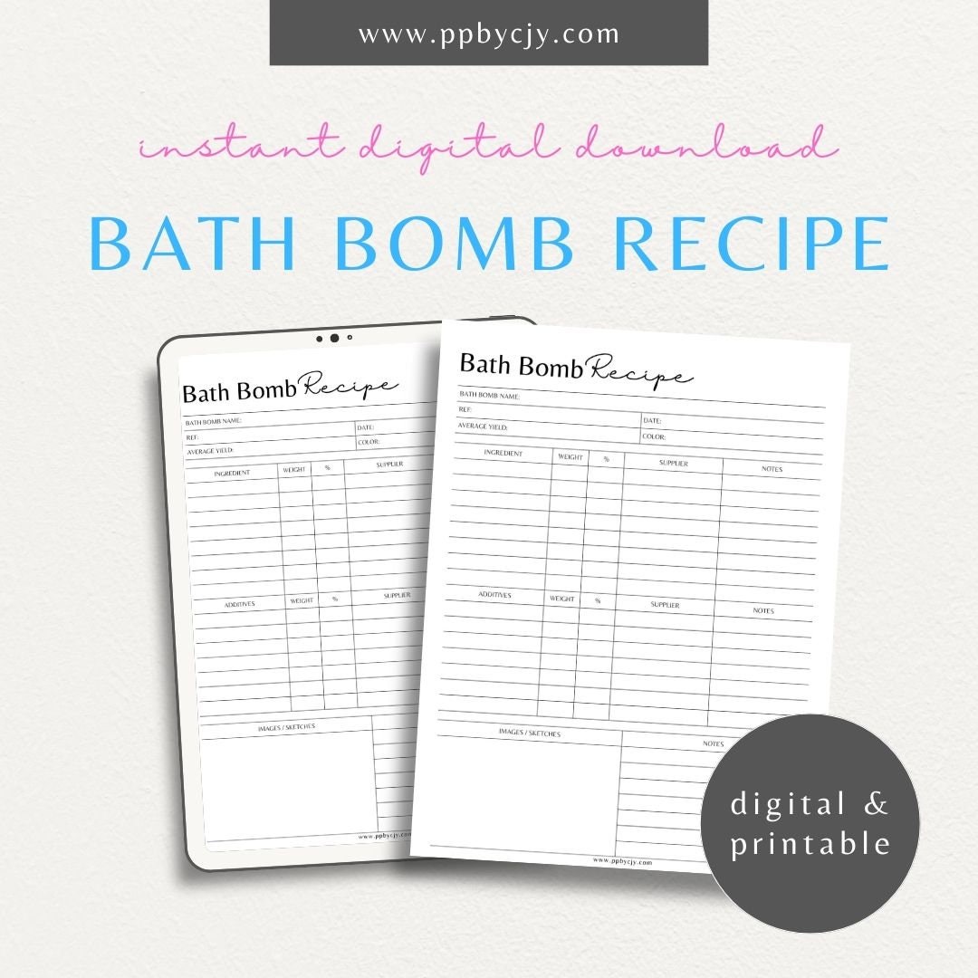 Bath Bomb DIY Recipe Homemade Spa Bath Bomb Ingredient List Bath Bomb Crafting Formula Card Bath ...